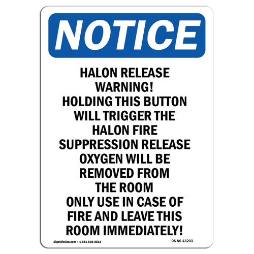SignMission Halon Release Warning! Holding Sign | Wayfair