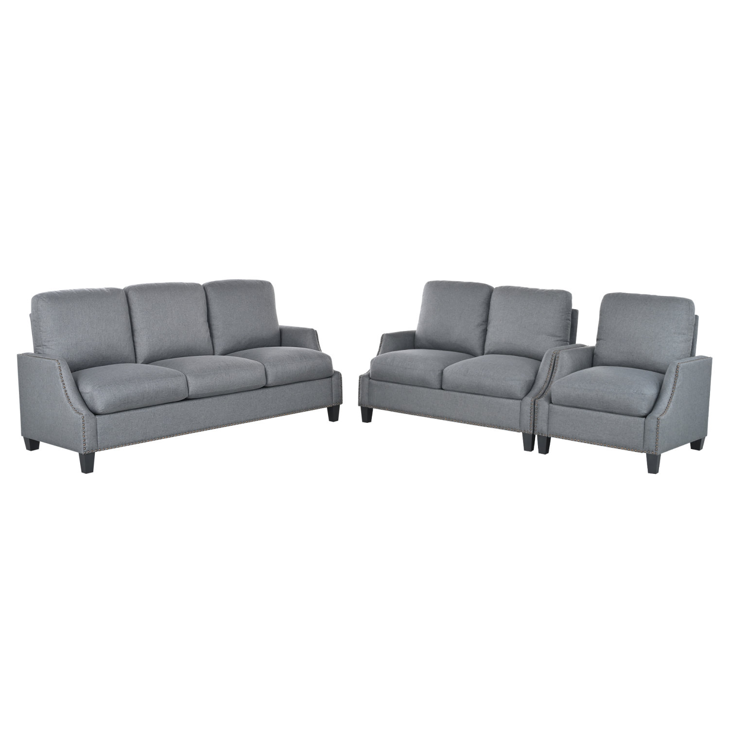 Wildon Home® 3 Piece Living Room Sofa Set with Sectional, Loveseat, and ...
