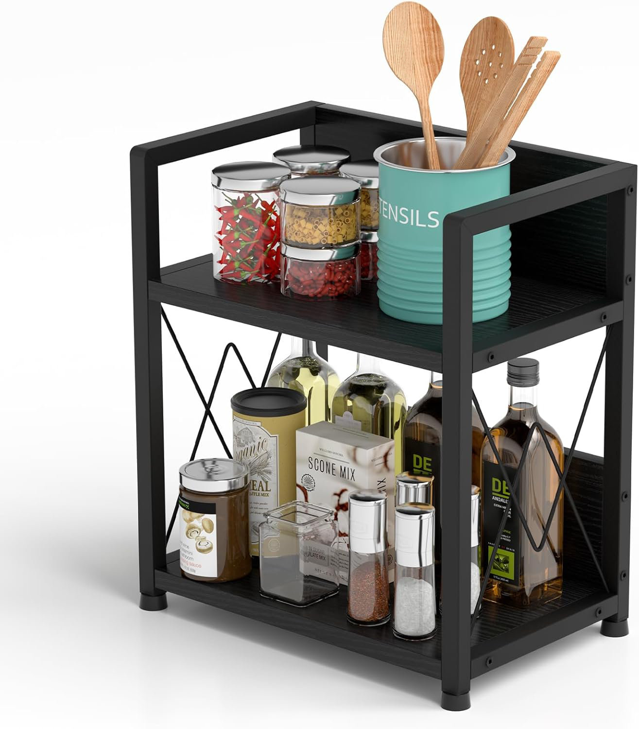 Latitude Run® Storage Rack, Condiment Storage Rack, 2-Layer Wooden ...