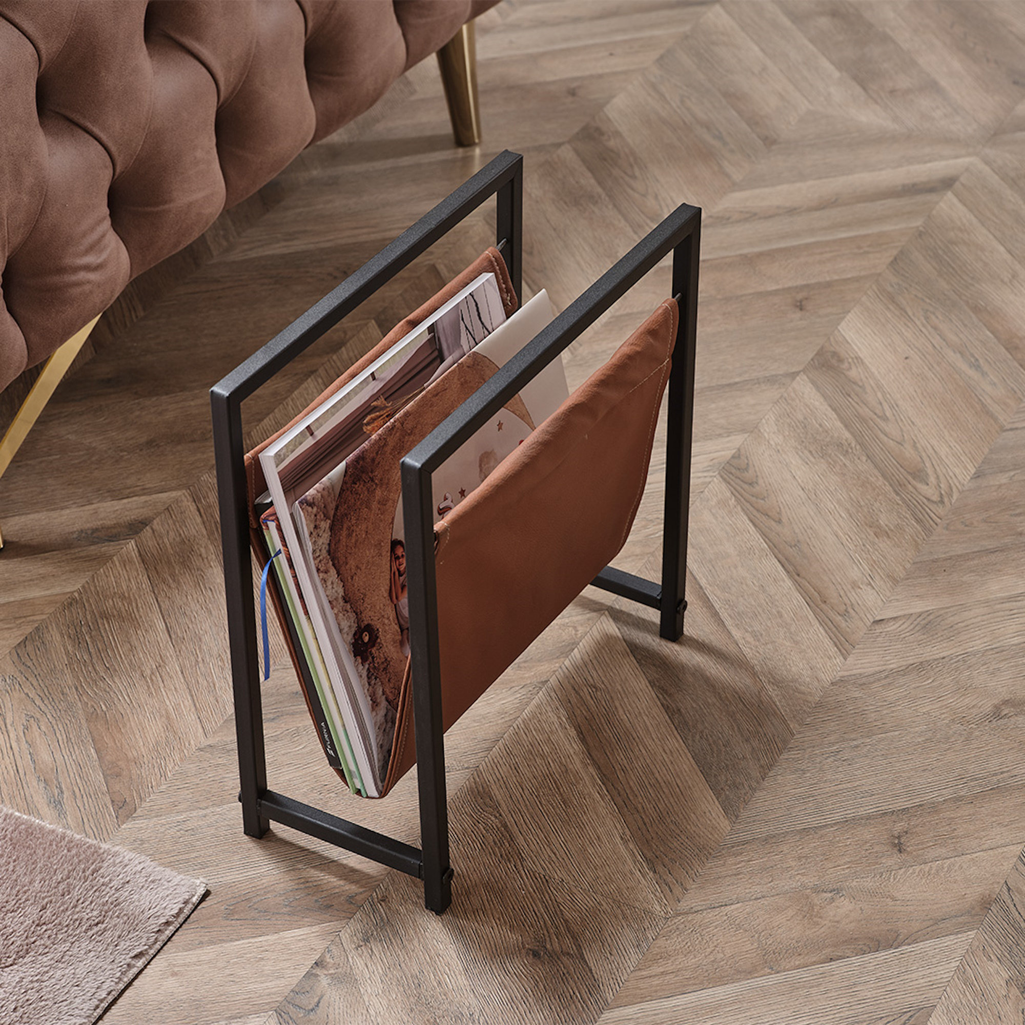17 Stories Yudany Metal Frame Leatherette Magazine Rack & Reviews | Wayfair