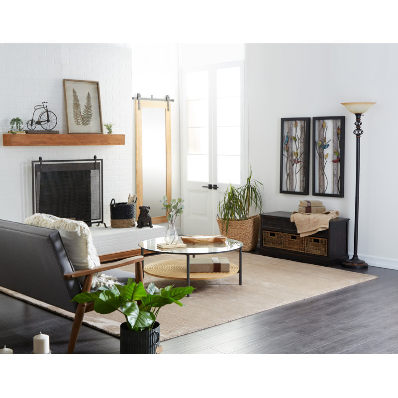 Fleur De Lis Living Britten Metal Glass 70" Torchiere Floor Lamp ...