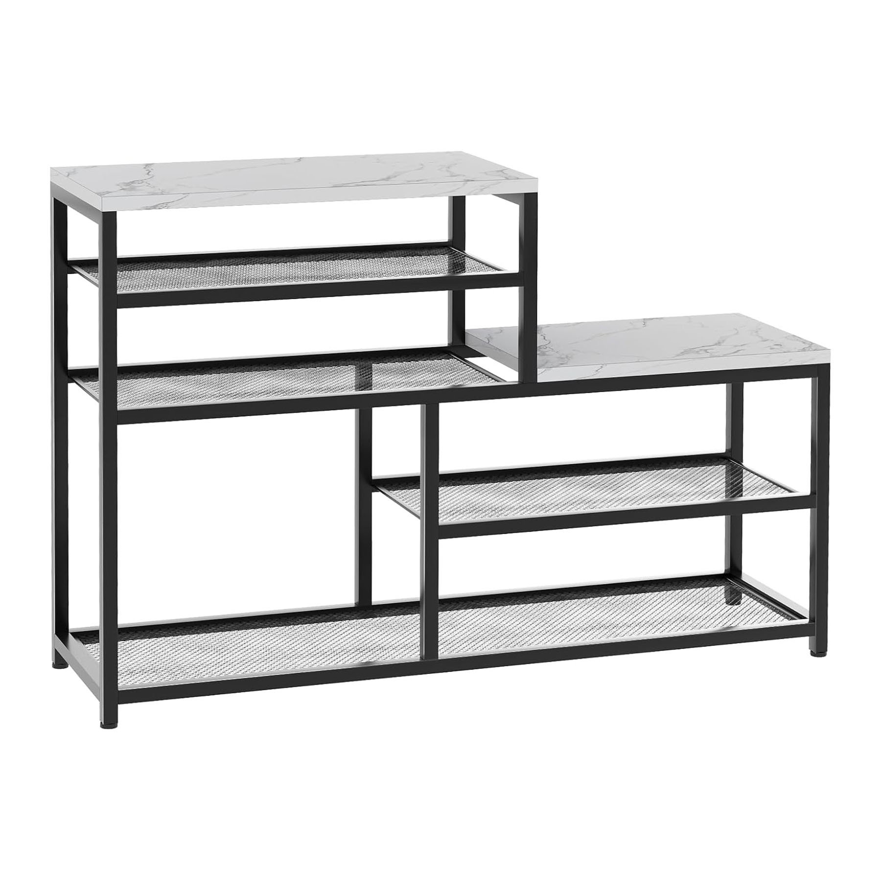 Rebrilliant White Marble Shoe Rack Bench, Free Standing Boot Storage ...