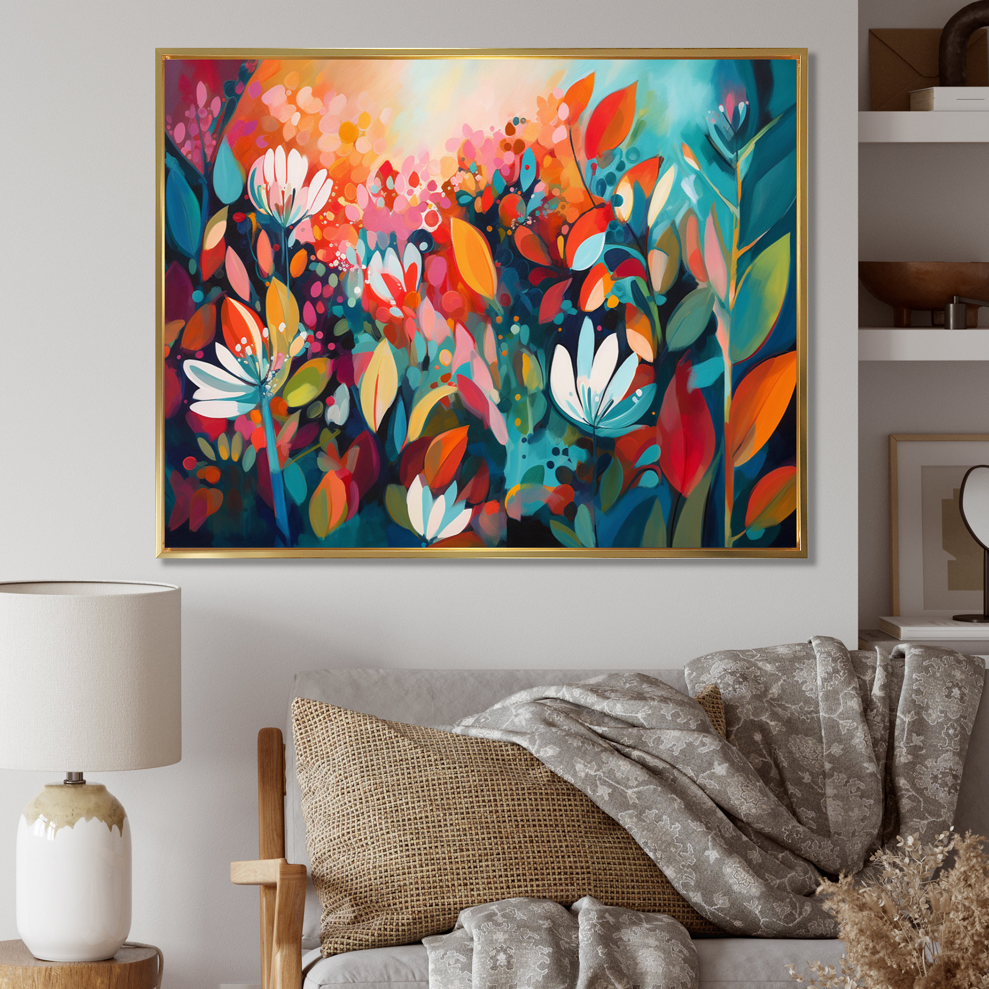 Red Barrel Studio® Ryter Red Vibrant Garden Symphony VI On Canvas Print ...