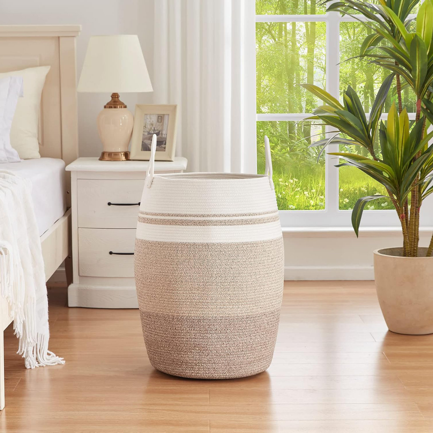 Beachcrest Home™ Woven Rope Large Laundry Hamper 25.5" Height Tall ...