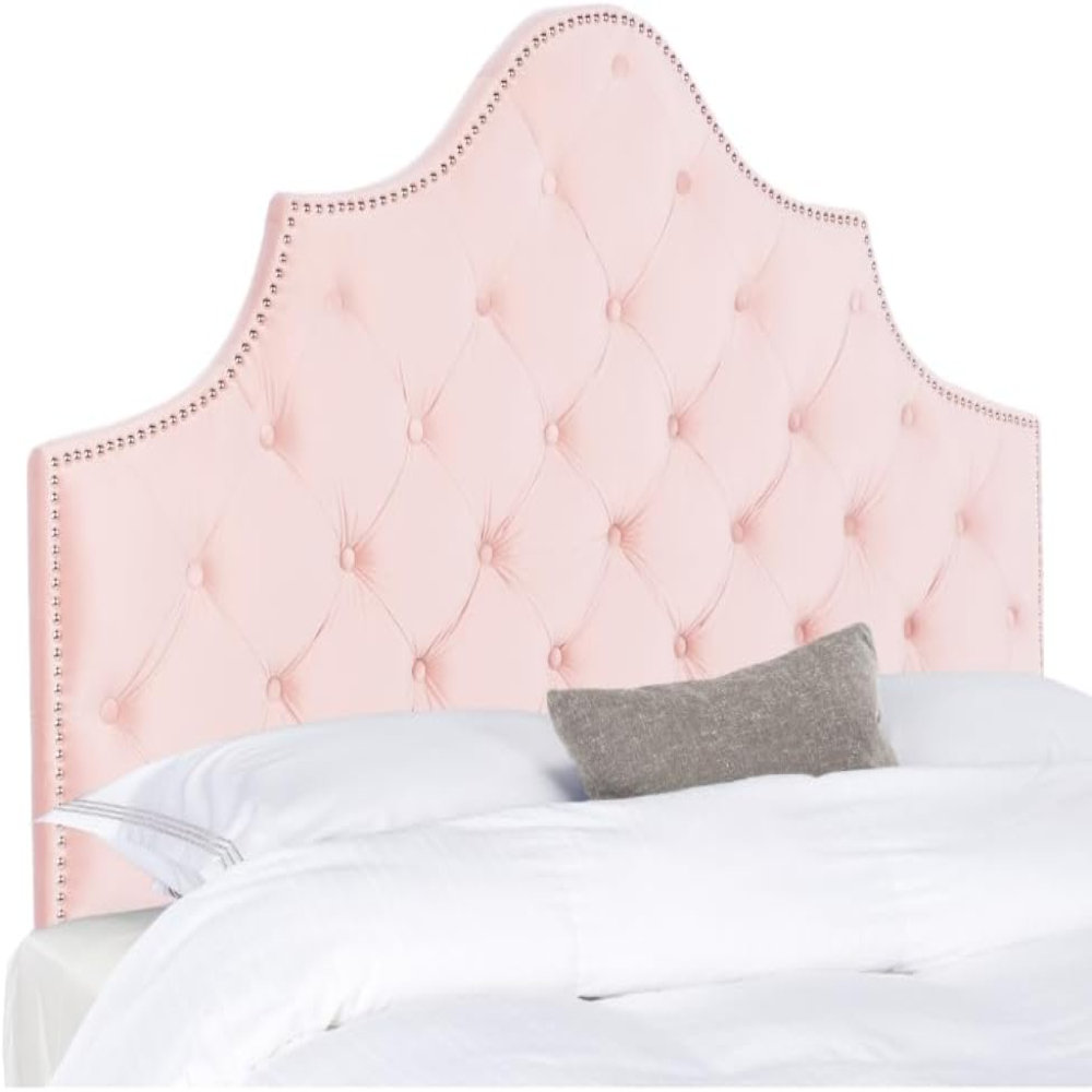 Rosdorf Park Marista Collection Arebelle Blush Pink Velvet Tufted ...