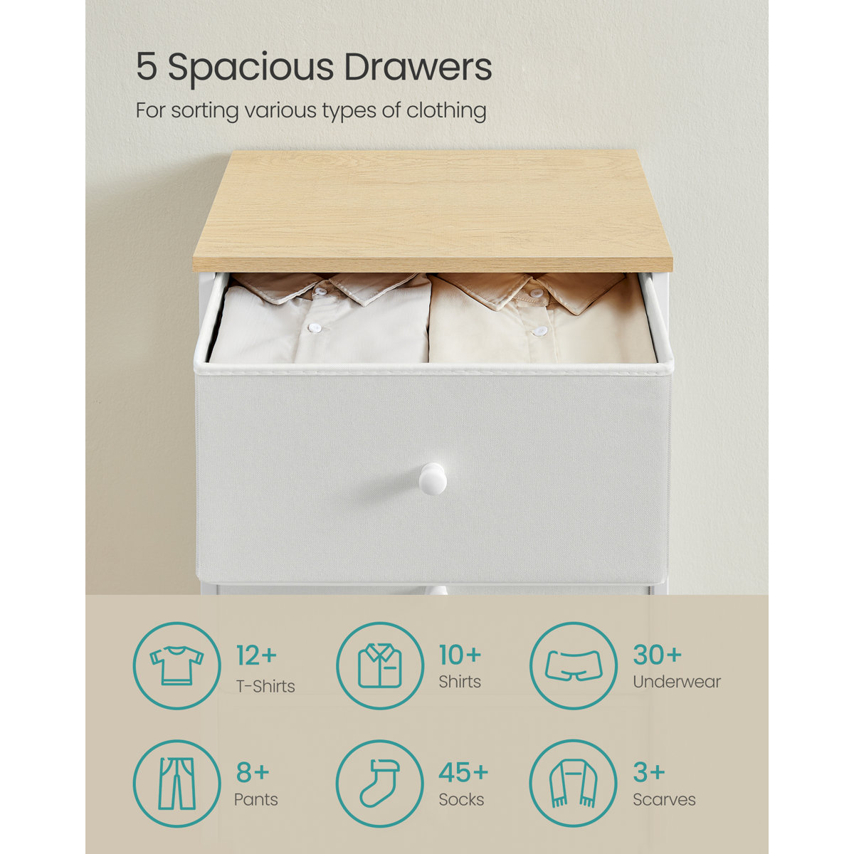 17 Stories Chest Of Drawers Bedroom, Drawer Storage Unit, Dresser With ...