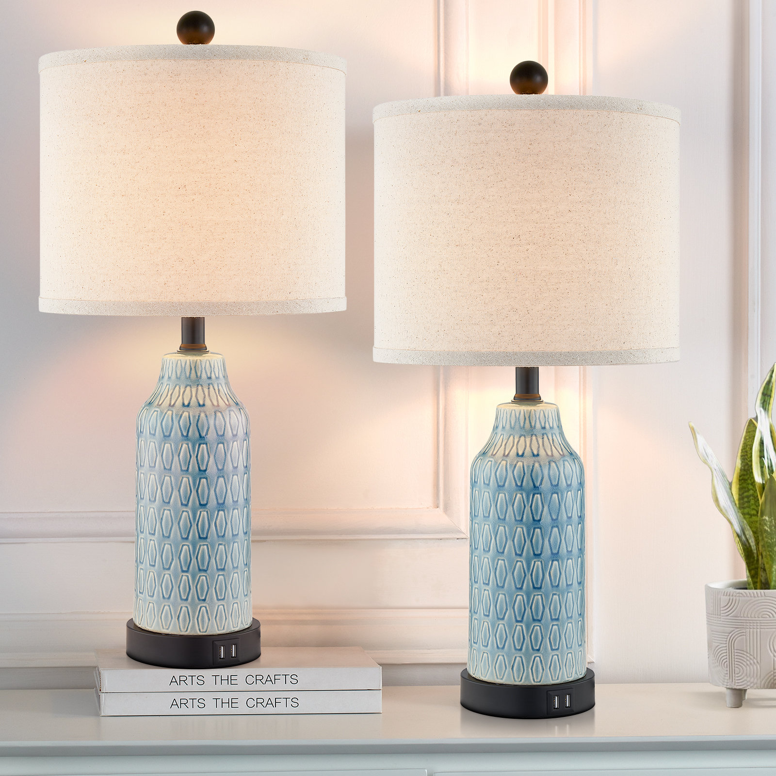 Dovecove Gavivi 22.5" Modern Ceramic Table Lamps with Touch Control ...