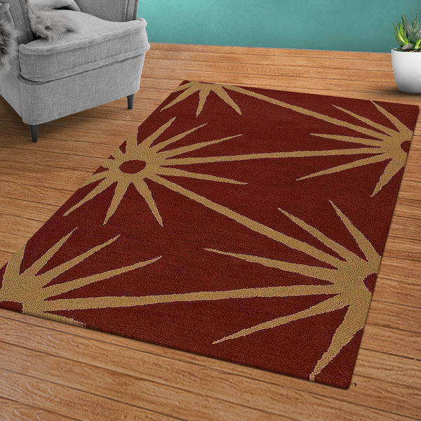 Red Barrel Studio® Handmade Wool Red/Yellow Rug | Wayfair