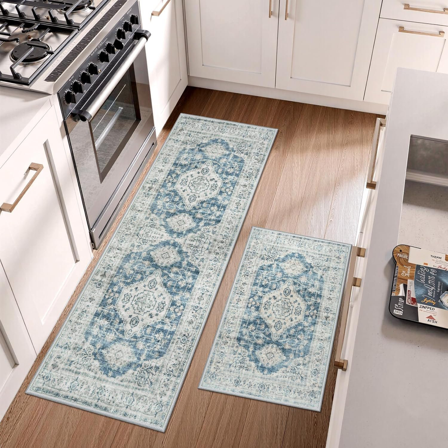 Hokku Designs Kitchen Mat Sets Of 2, Anti Fatigue Blue Kitchen Floor ...