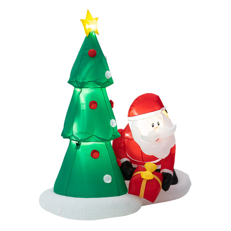 The Holiday Aisle® 6.5FT Lighted Dog Bites Santa's Inflatable Decor ...