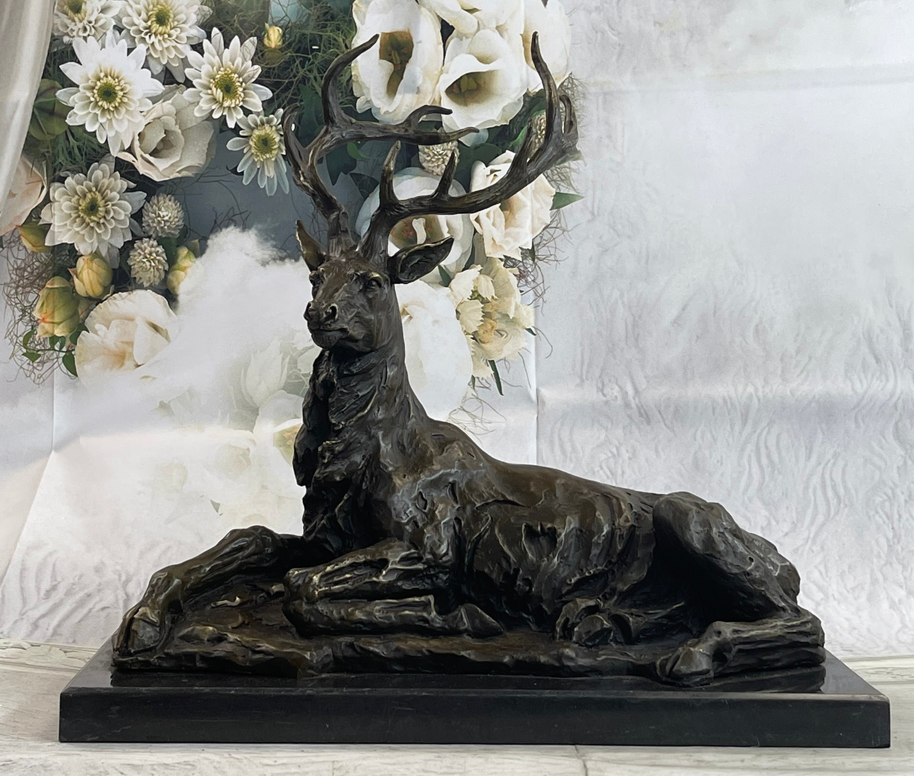 Loon Peak® Abniel Handmade Stag Elk Deer Buck Hunter Bronze Marble ...