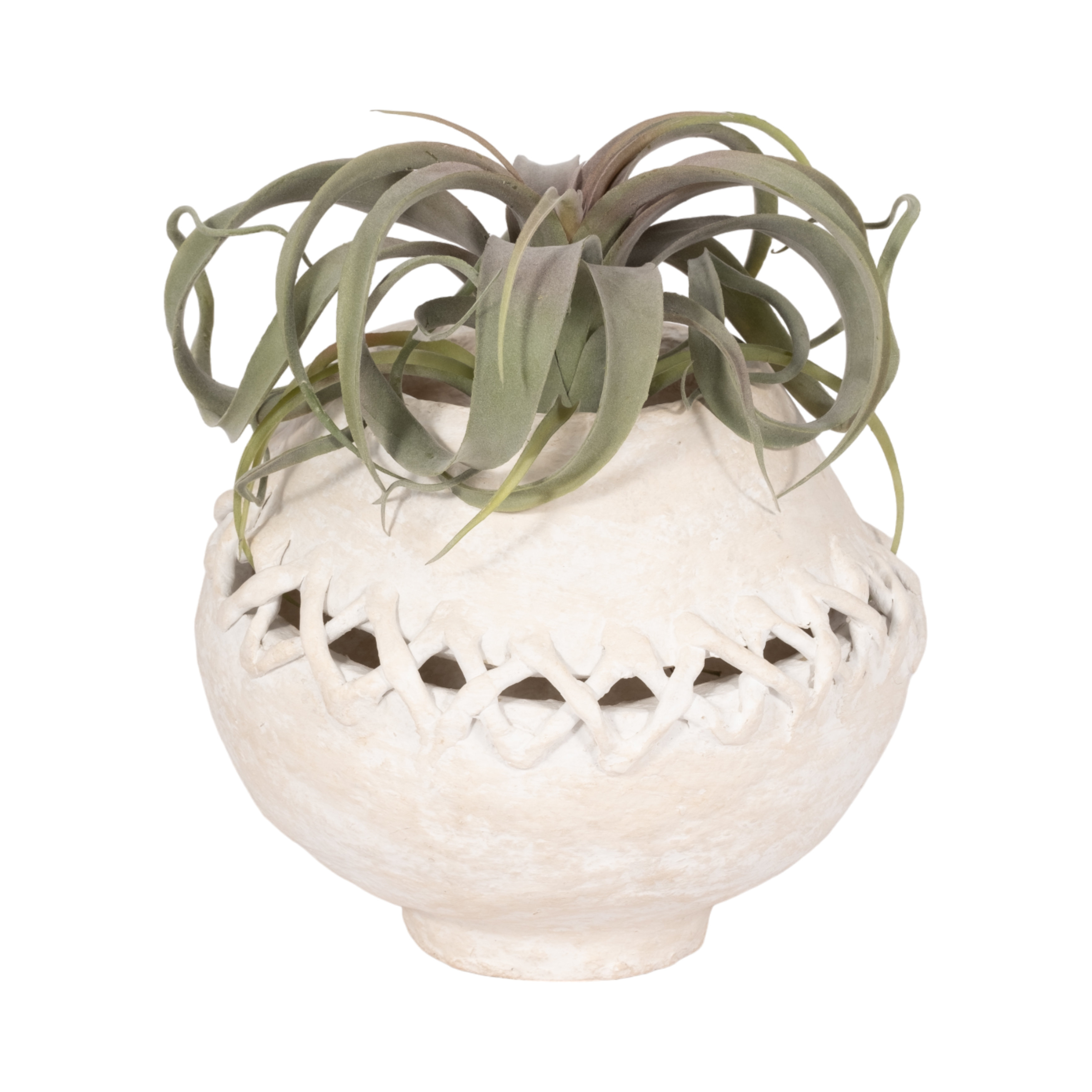 Dakota Fields 10" Stitched Paper Mache Round Vase, White | Wayfair