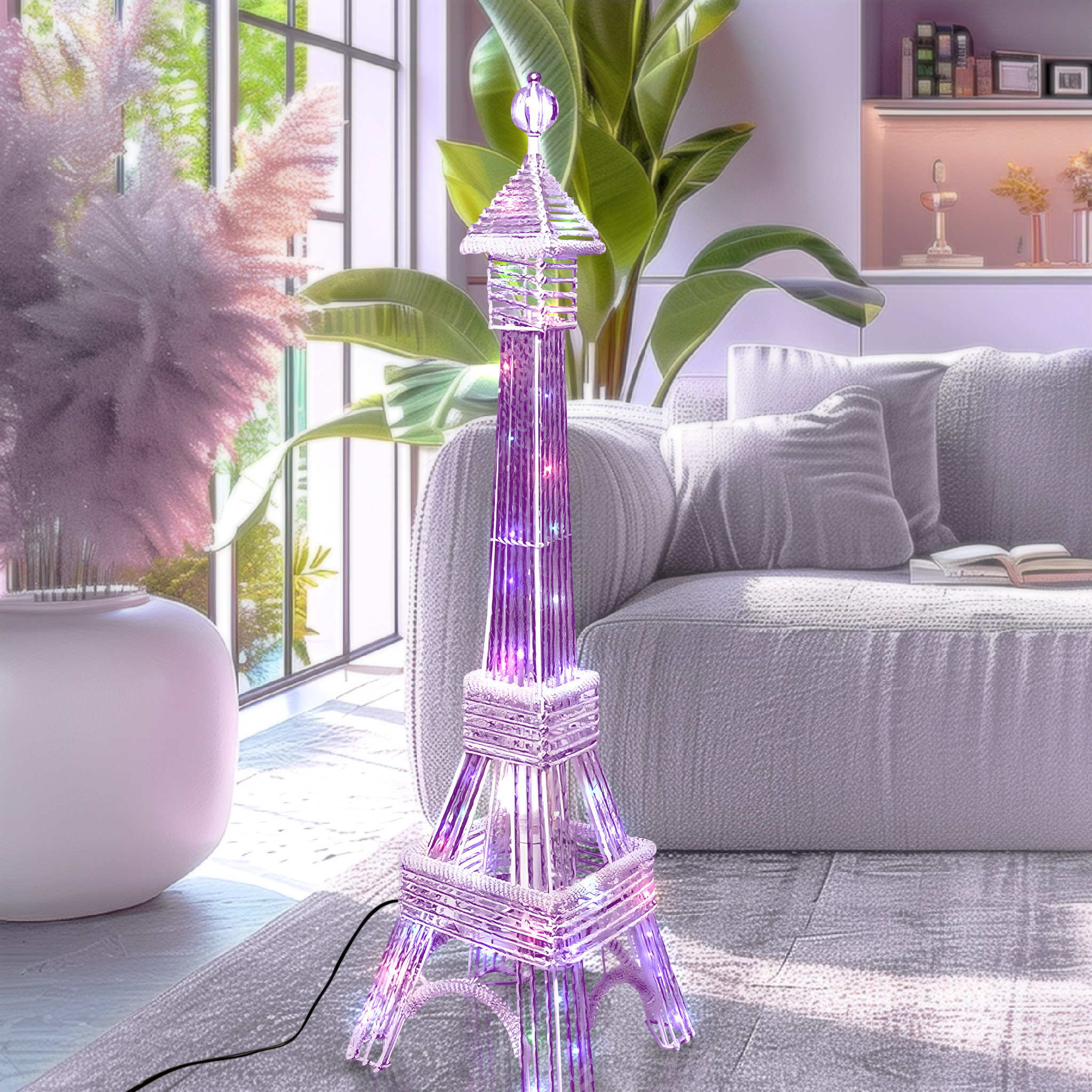 Rosdorf Park Tall Floor Lamp, Handcrafted 63" Eiffel Tower Paris ...