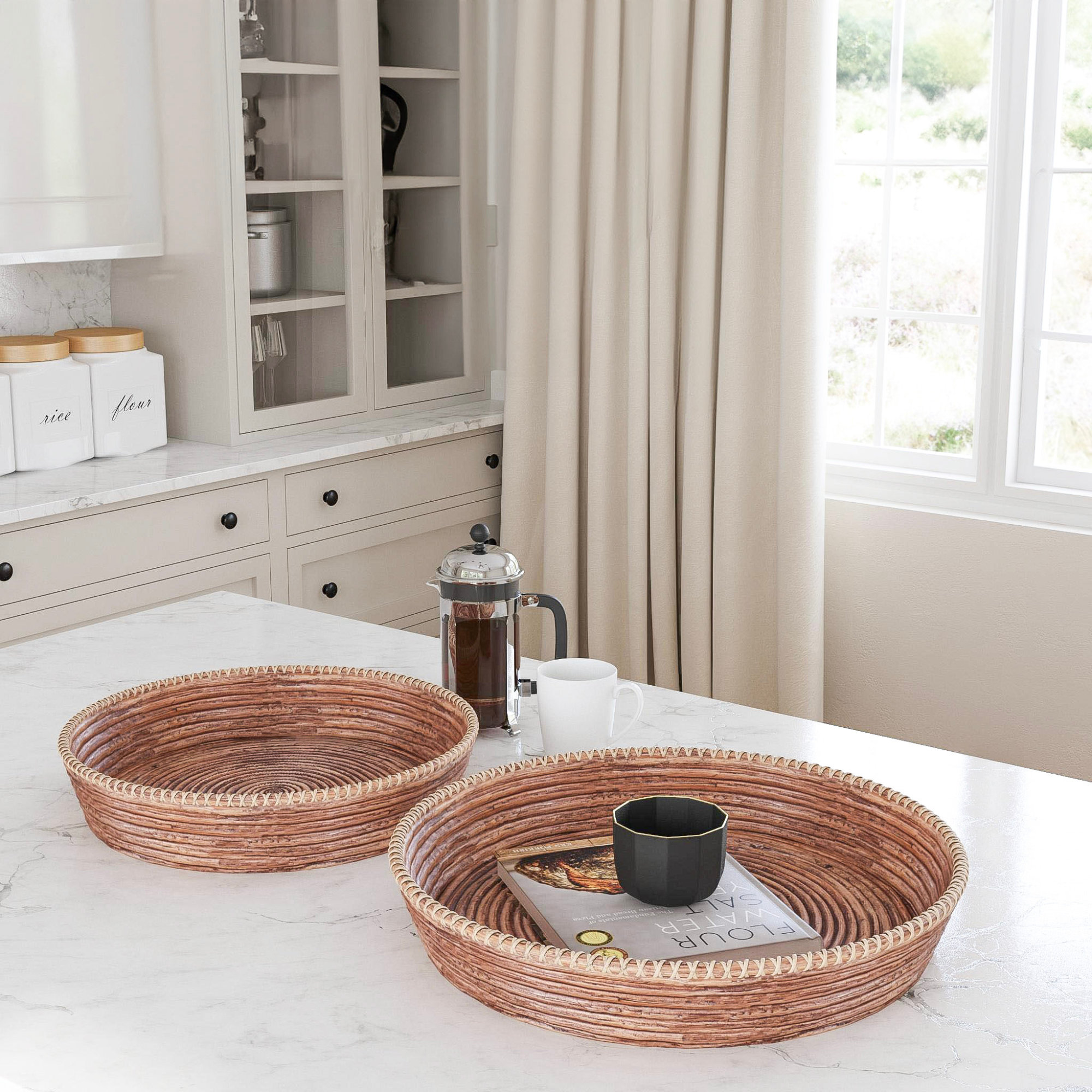 Indigo Road by Egypt Sherrod Piro Rattan Tray - Set of 2 - Wayfair Canada