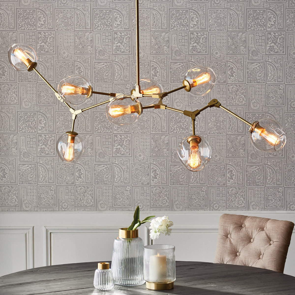 Gracie Oaks Kenbridge 8 - Light Sputnik Modern Linear Chandelier ...