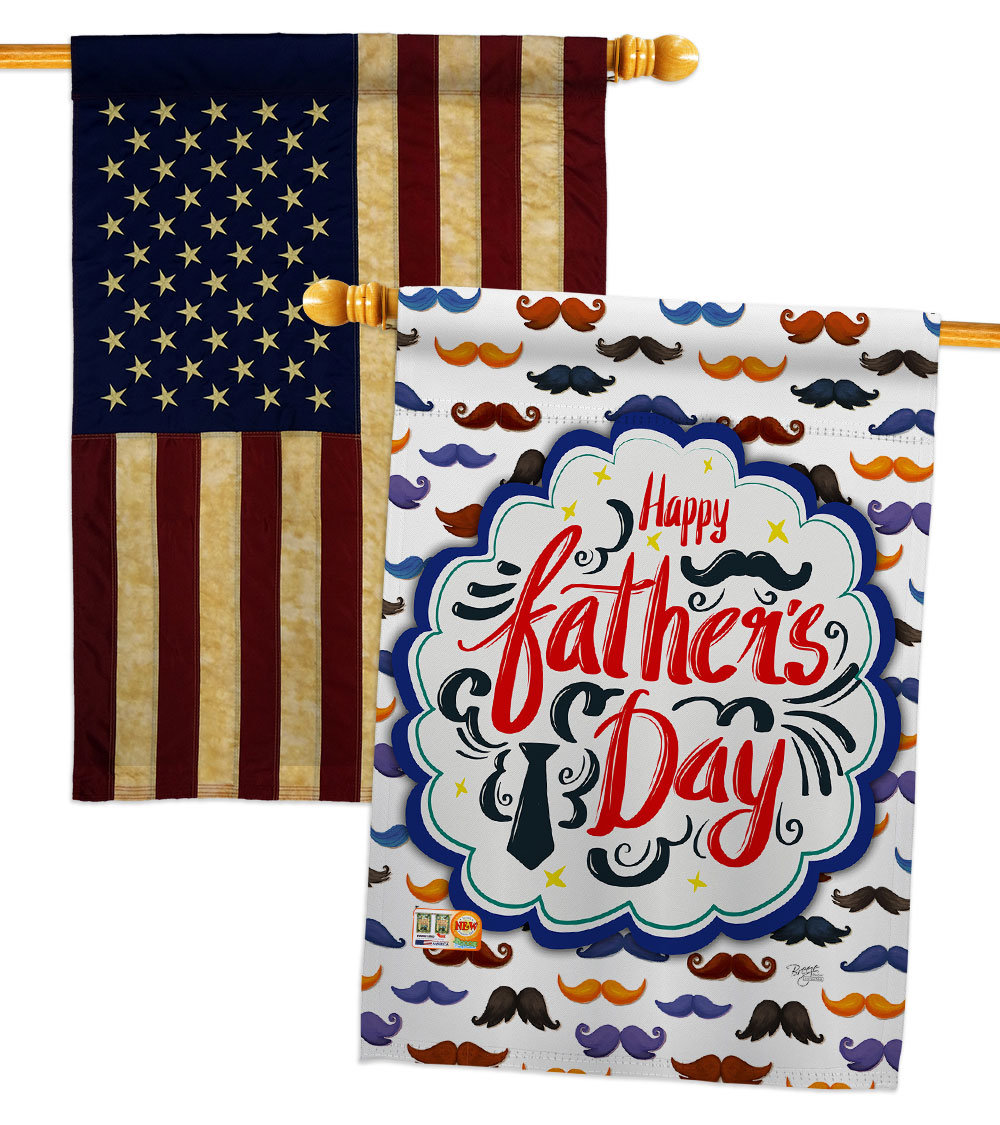 Breeze Decor Happy Father's Day Moustache House Flags Pack Family Yard ...