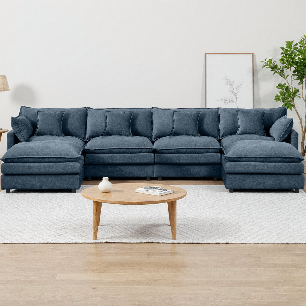 Latitude Run® 130.7" U-Shaped Modular Sectional Sofa with 2 Movable ...