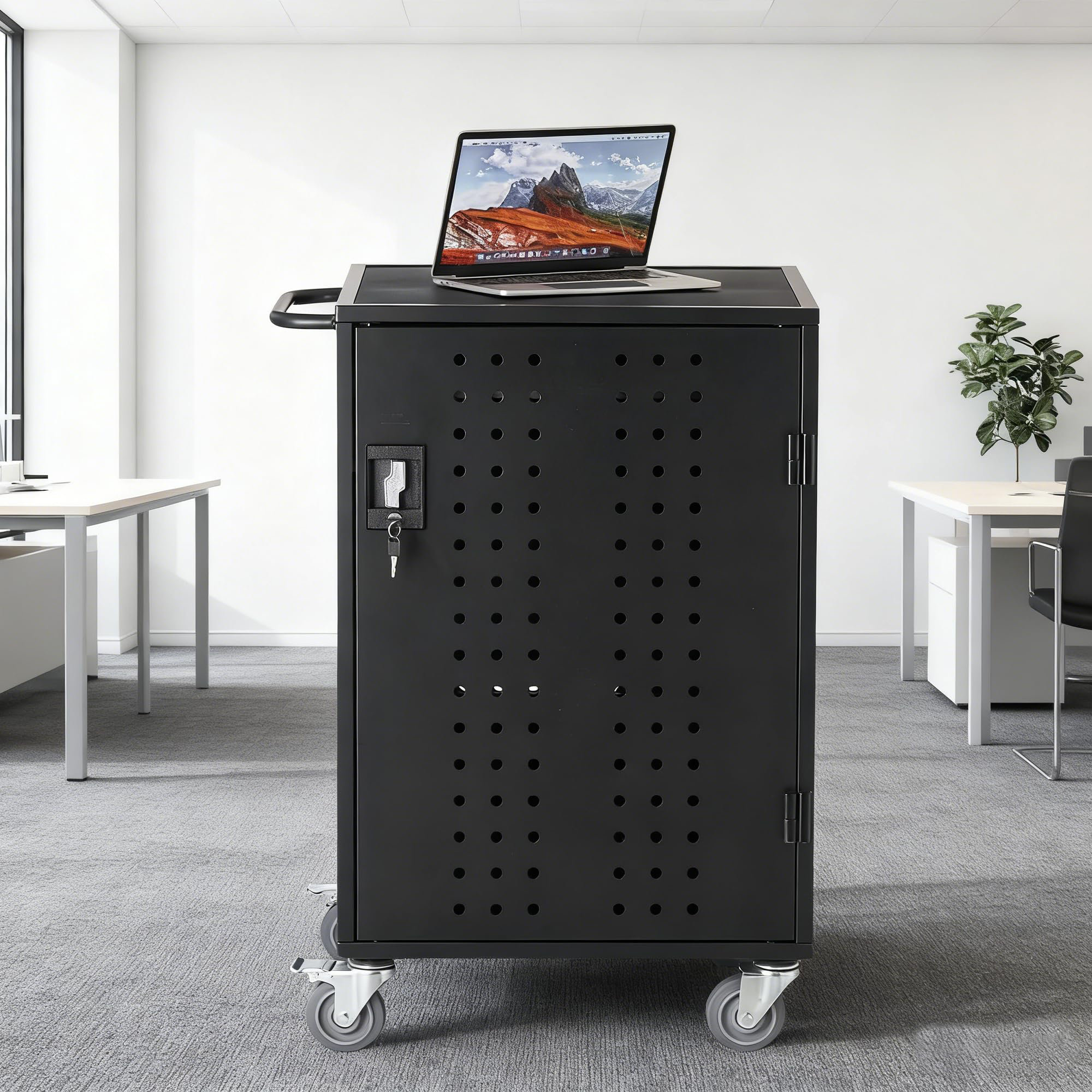 GarveeHome 32 Laptop Charging Cart with Lock & Key, Charging Station ...