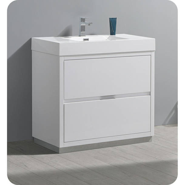Latitude Run® Skylar 35.25'' Single Bathroom Vanity with Ceramic Top ...