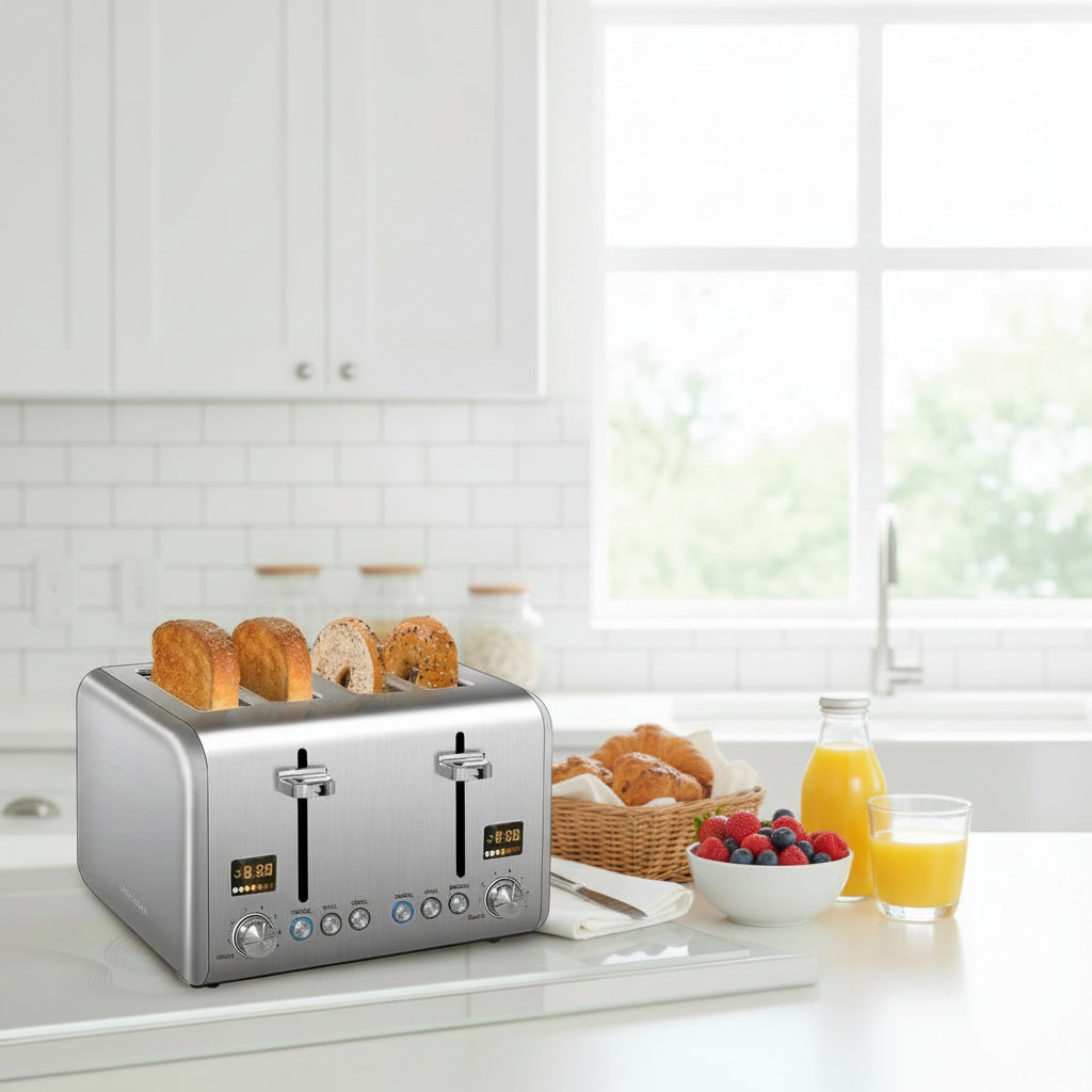HENANCHANGHOU This Four-Piece Stainless Steel Toaster Boasts A Premium ...