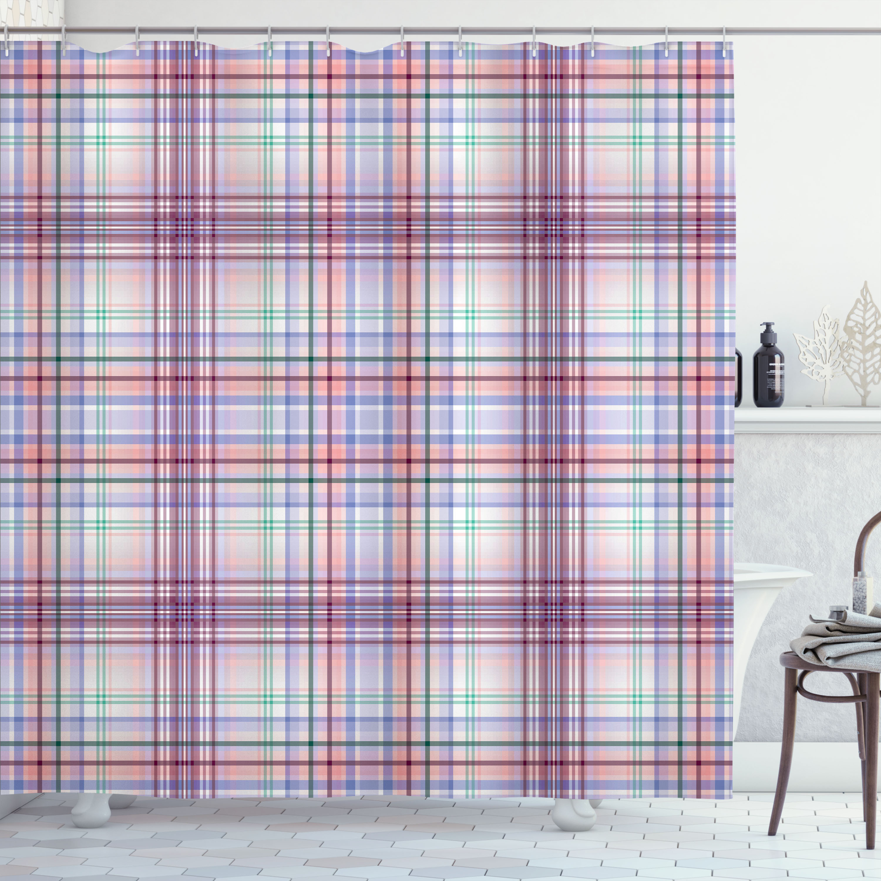 Dakota Fields Checkered Shower Curtain Folklore Irish Design Violet ...