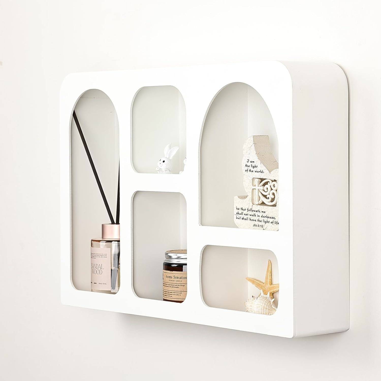 Corrigan Studio Tablette murale blanche flottante décorative, tablette ...