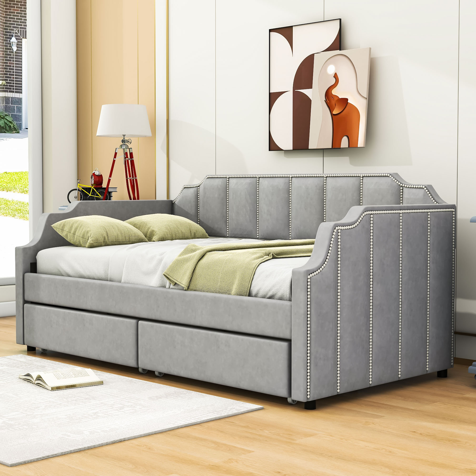 Wildon Home® Azor Twin Size Upholstered Daybed With Two Drawers - Wayfair Canada