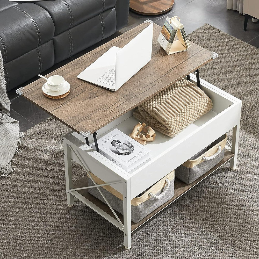 Ophelia & Co. Coffee Table With Two Free HQ Cloth Bins Storage ...