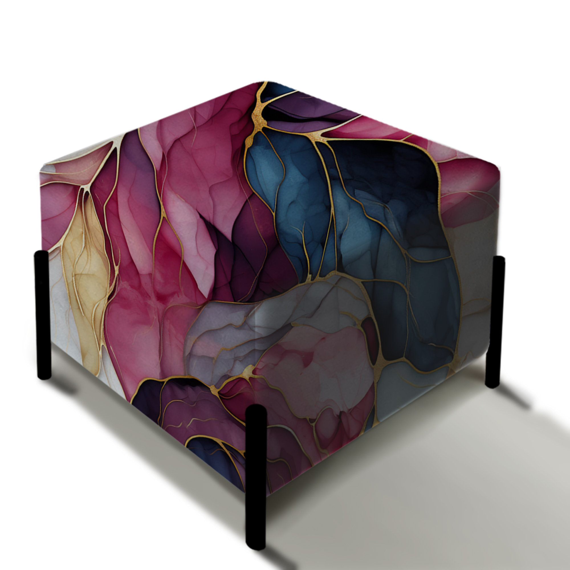 Design Art Bohemian Flair Marble Mosaic - Marble Square Ottoman | Wayfair