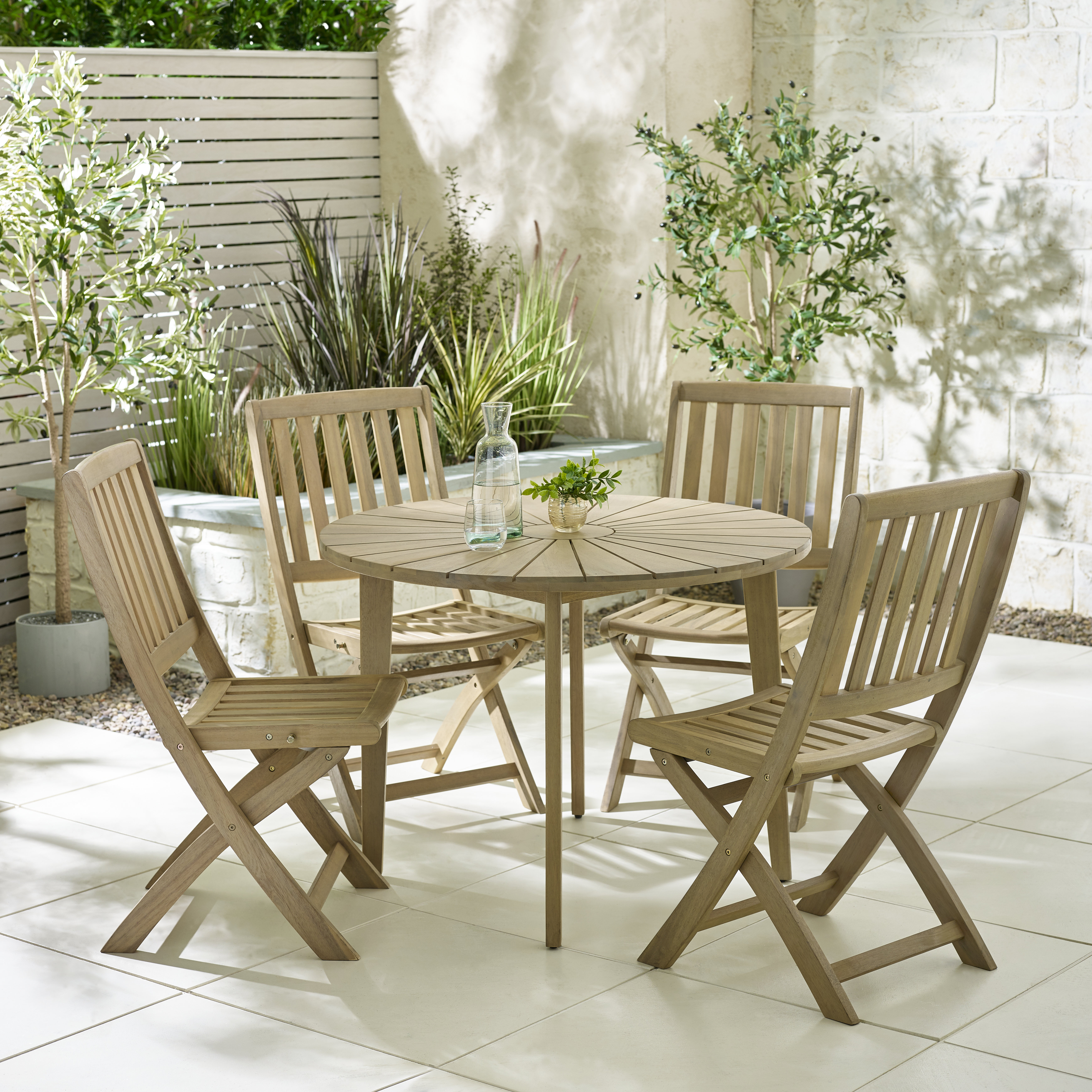Monty Trading Ltd Tali Solid Wood Outdoor Patio Dining Table With 4 ...