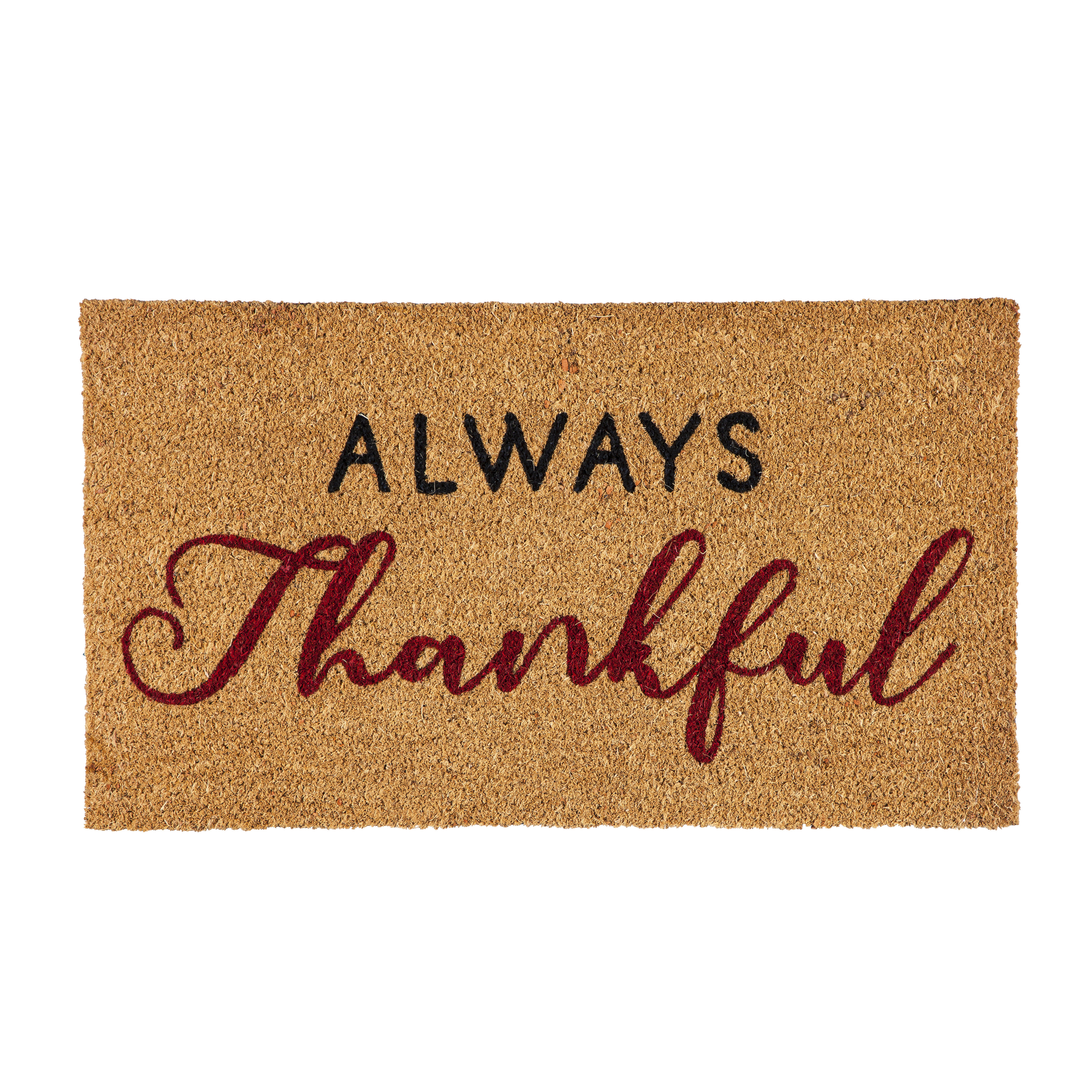 Trinx Jimey 28" x 16" Nature Coir Mat, Thankful | Wayfair