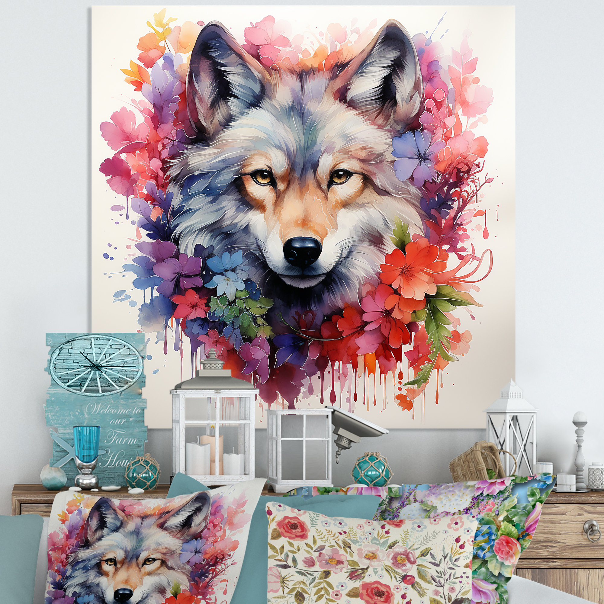 Ivy Bronx Popart Art Wolf Portrait II - Coastal Metal Wall Art ...