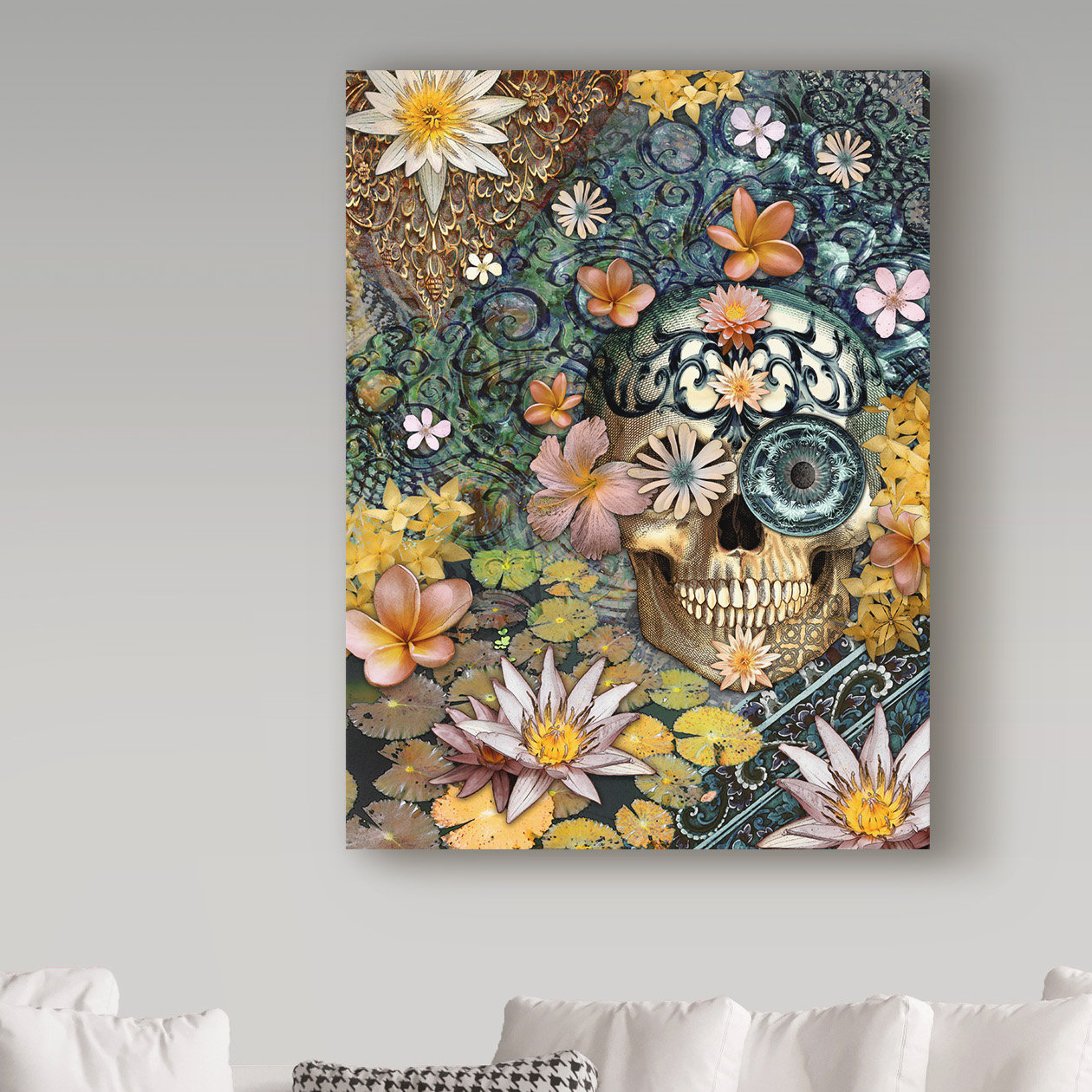 Trademark Fine Art 'Bali Botaniskull' Acrylic Painting Print on Wrapped ...