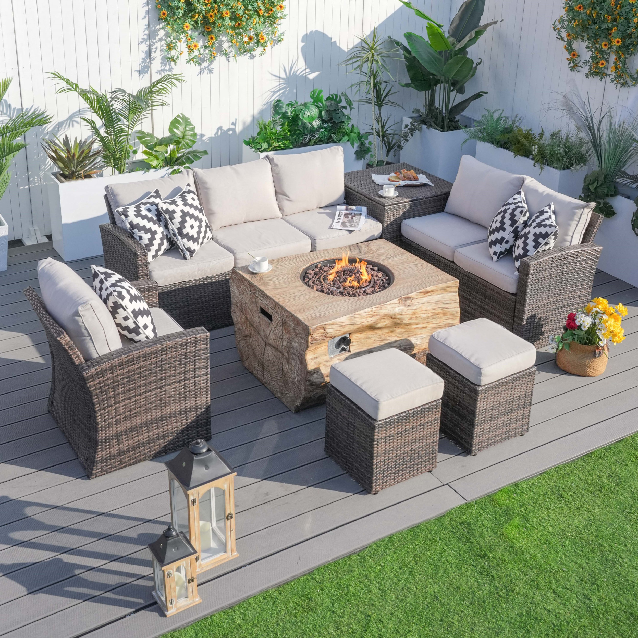 Red Barrel Studio 8- Person Wicker Outdoor Seating Group With Cushions ...