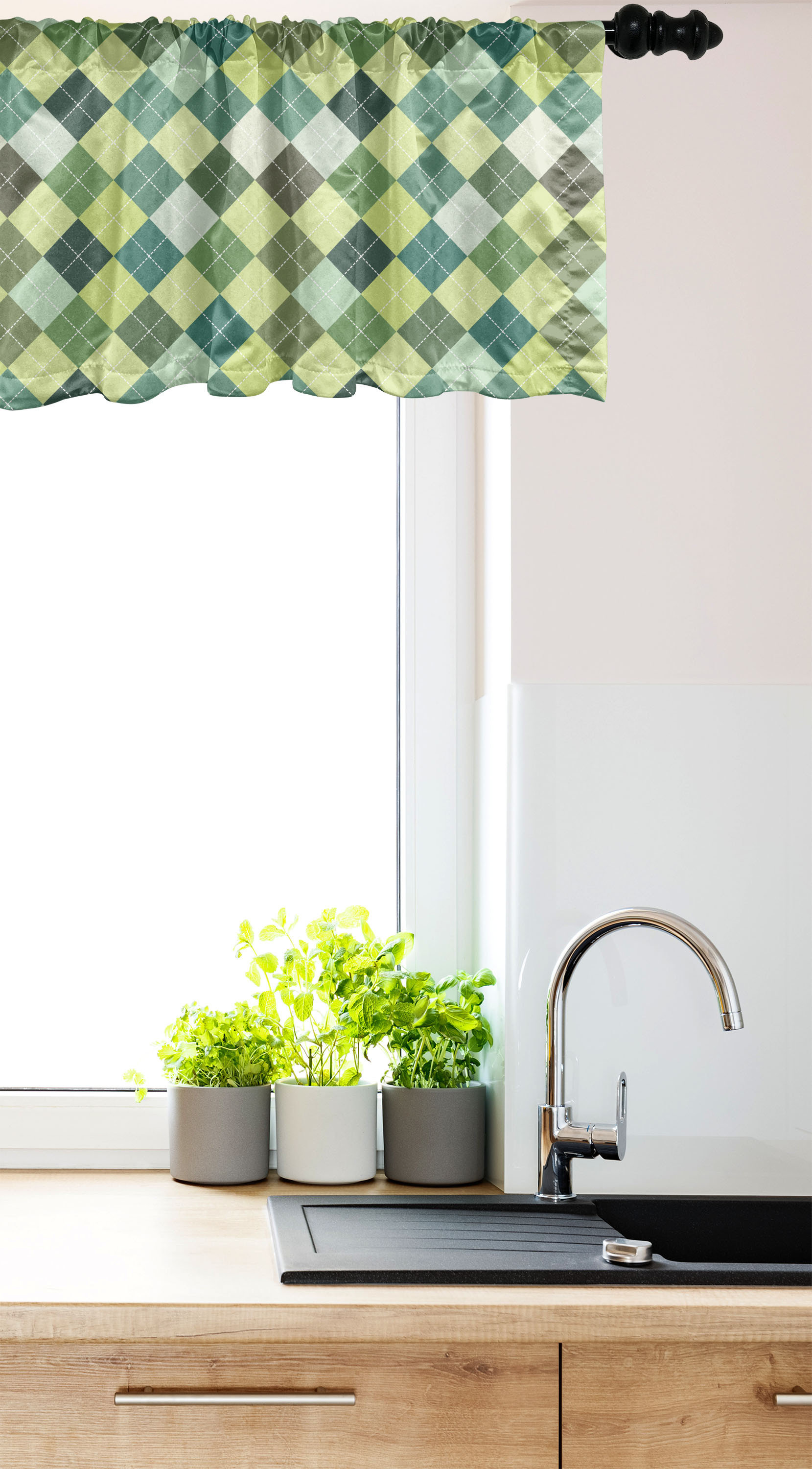 Ambesonne Plaid Valance Pack of 2 Diamond Shape Stripes | Wayfair