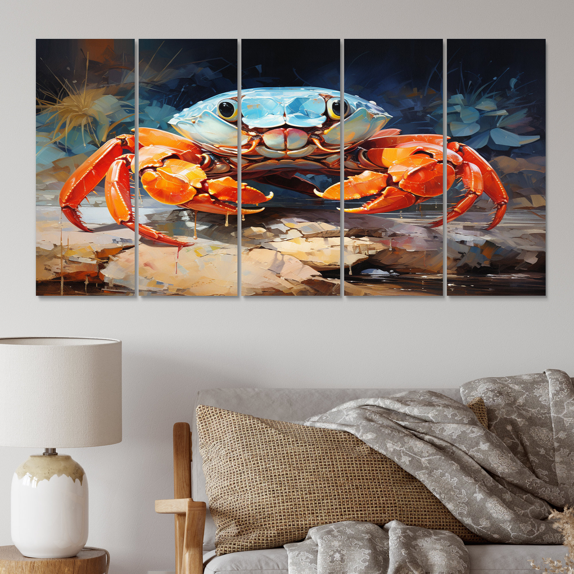 Design Art Crab Coastal Guardian Collage - Animals Wall Art Living Room ...