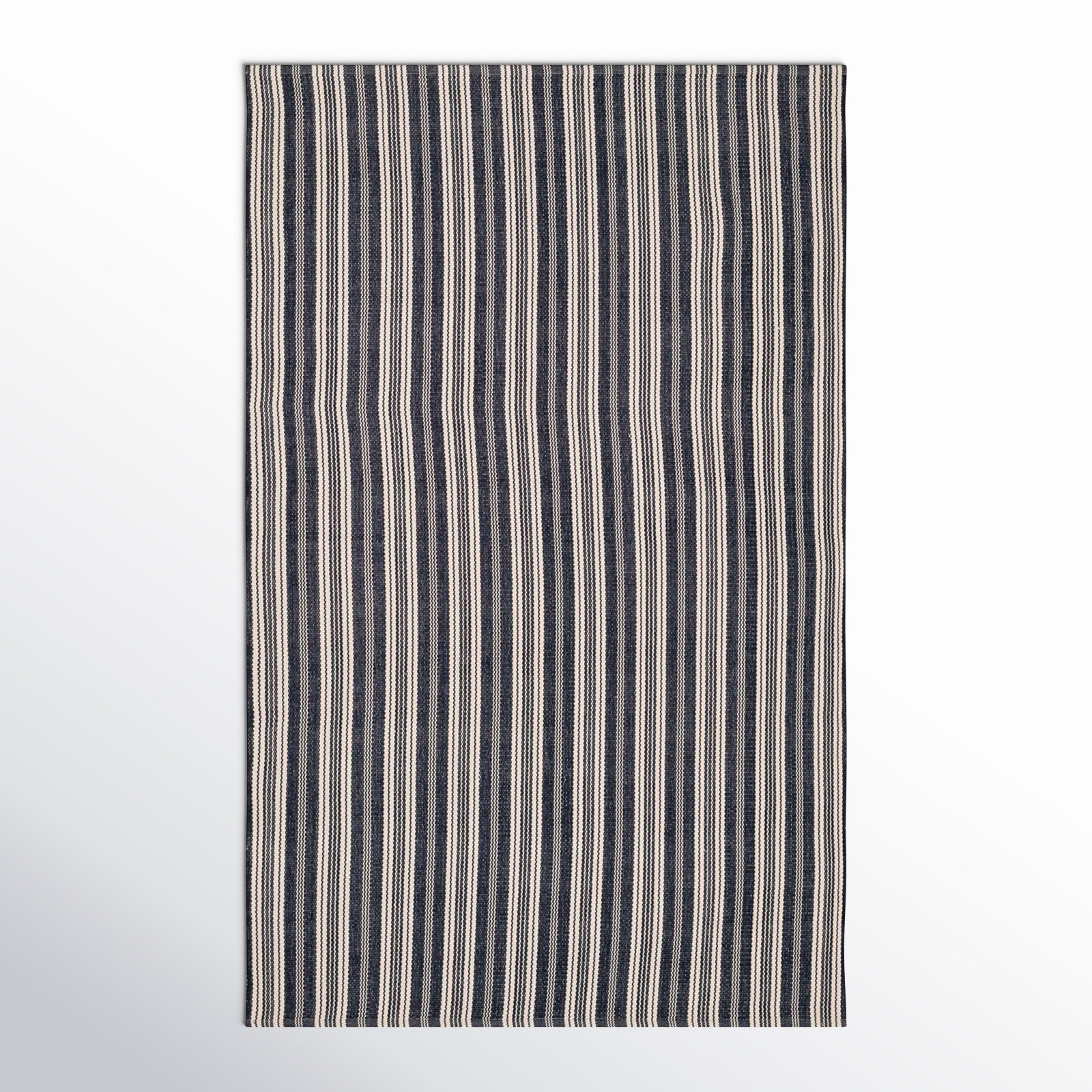Riter Ticking Stripe Navy/Ivory Handwoven Indoor/Outdoor Rug | Birch Lane