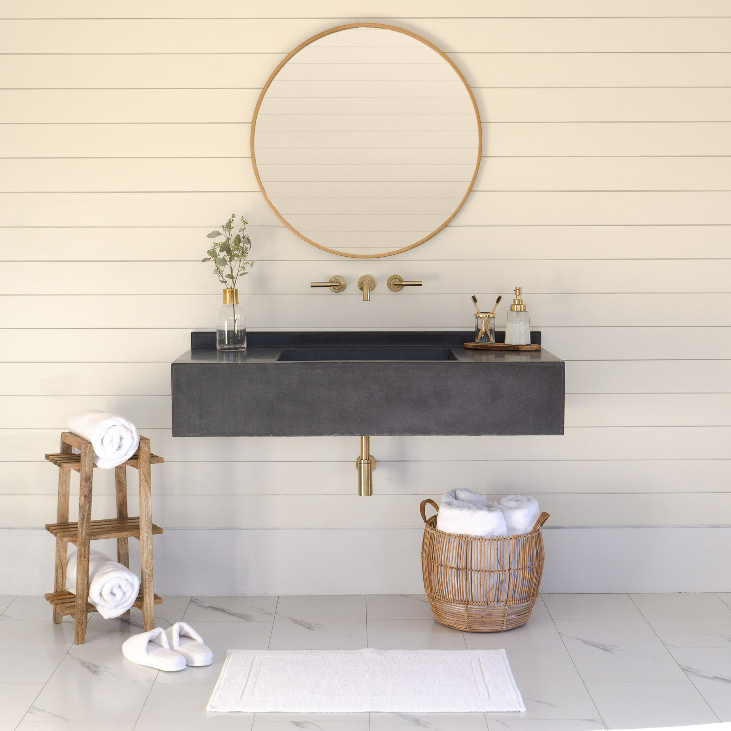 Southern Concrete Creations 48'' Single Bathroom Vanity with Concrete ...