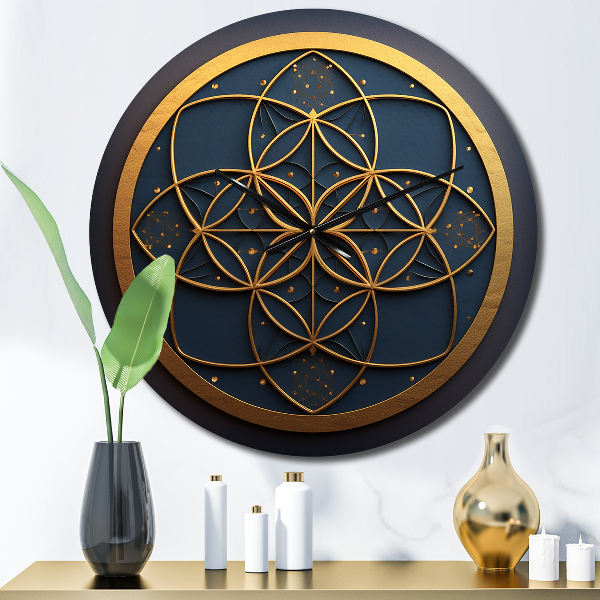 Design Art Sacramental Blue Sacred Geometry Seal I Metal Wall Clock ...