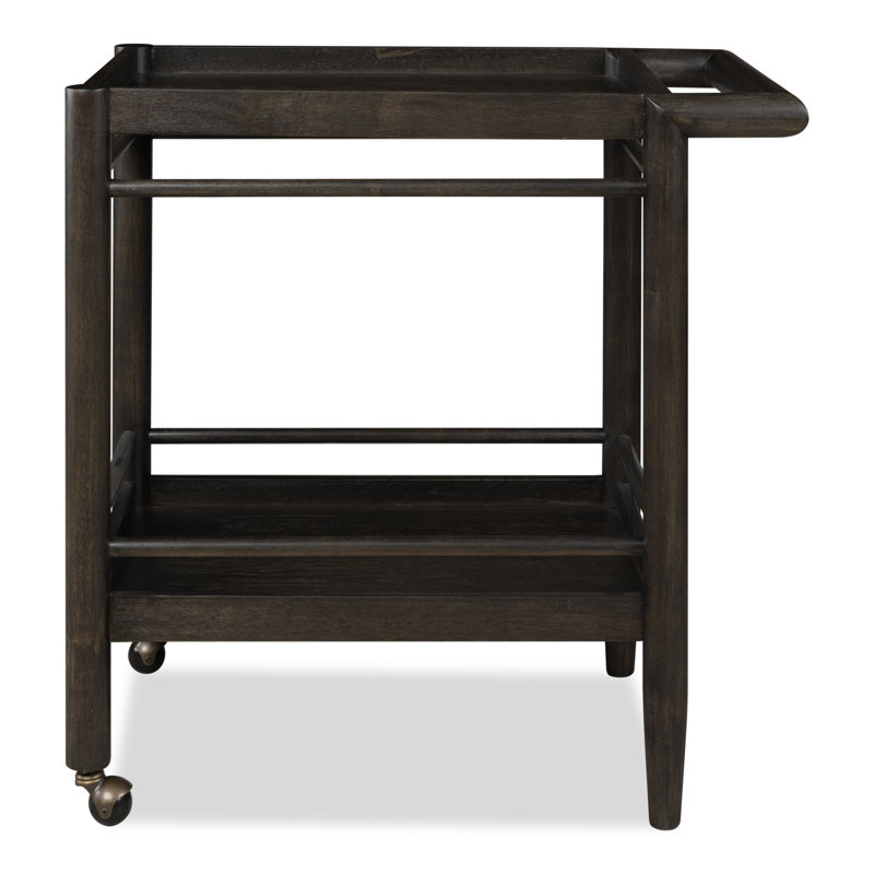 Birch Lane™ Shay Rockport Two Shelf Rolling Bar Cart In Yin | Wayfair