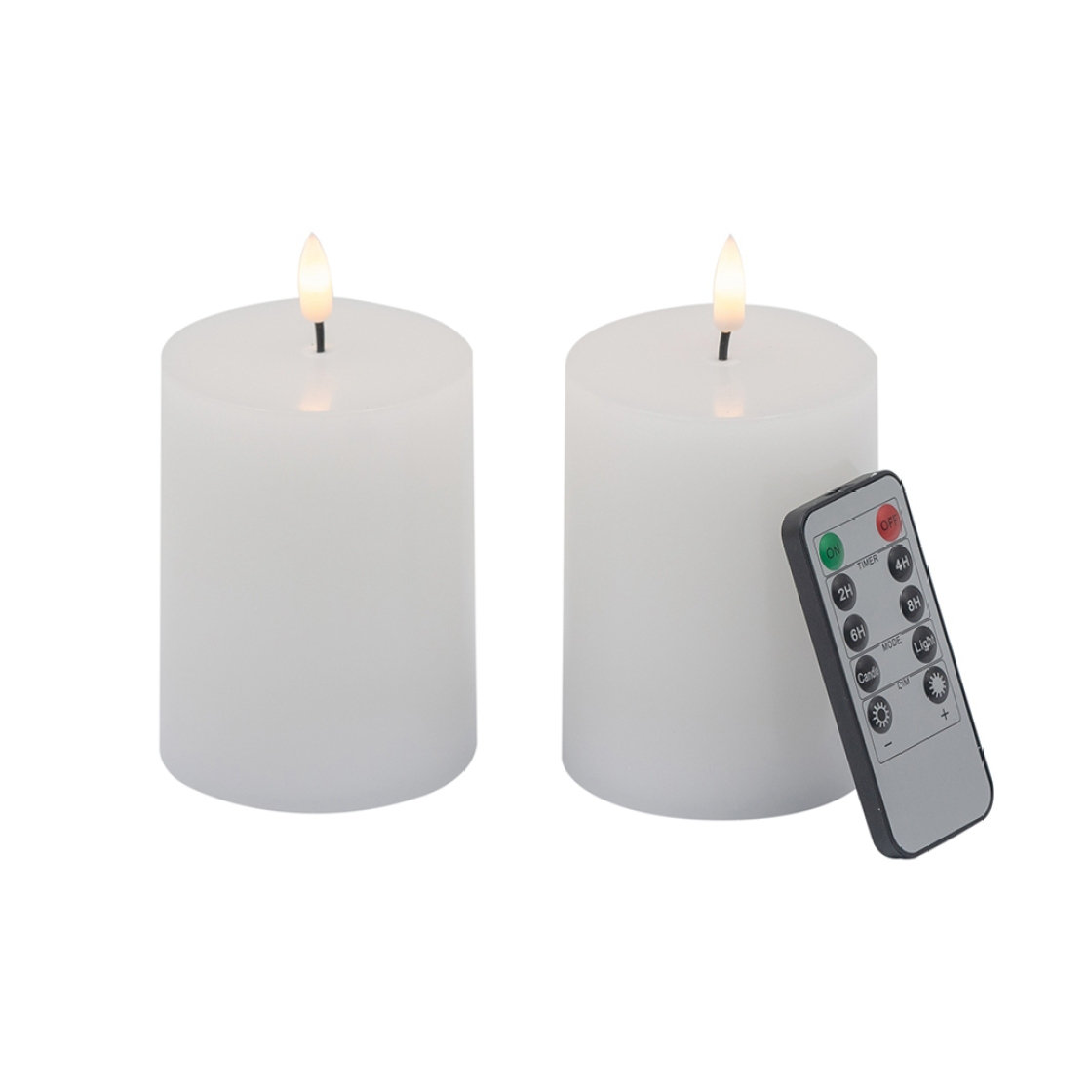Ebern Designs Set Of 2 White LED Candles With Wick And Remote Control ...