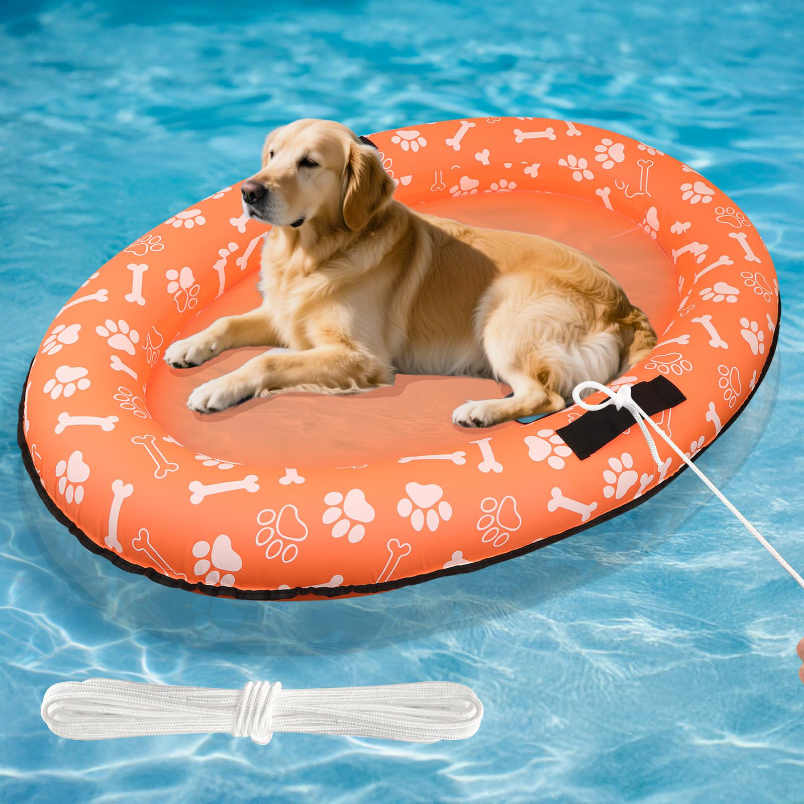 POGBUT Durable Inflatable Dog Pool Float, 59"x39" Tear-Resistant Oxford ...