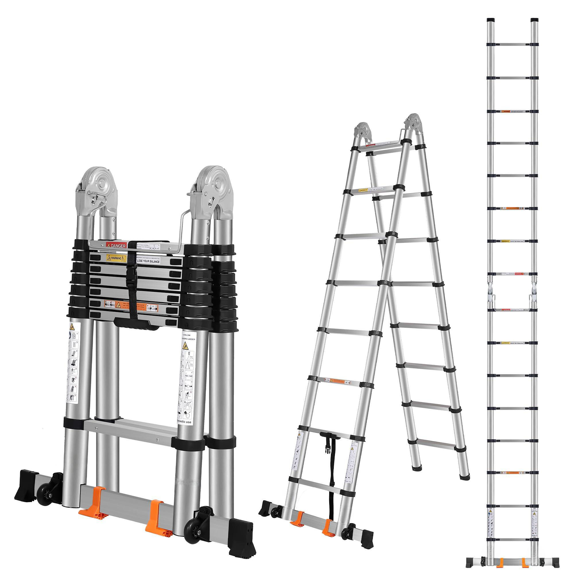 WFX Utility™ Telescoping Ladders A Frame Stainless Steel Extension ...