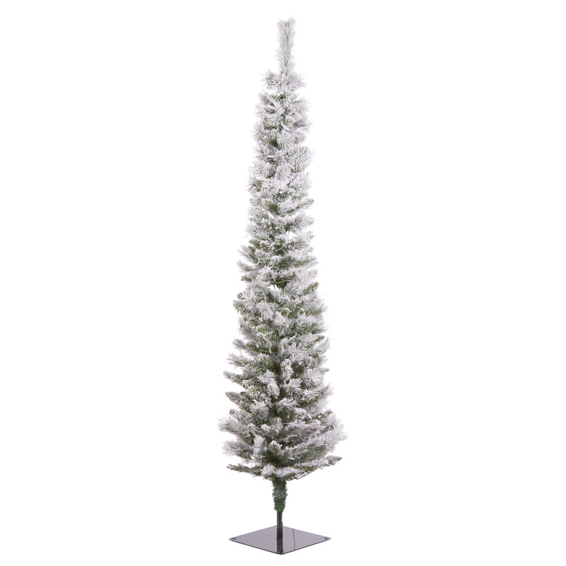 National Tree Company 6Ft. Nooksack Fir Pencil Slim Flocked Tree With ...