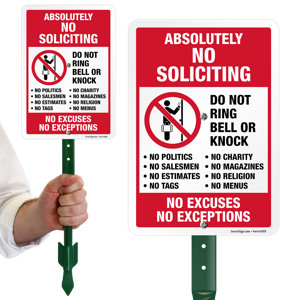 SmartSign Absolutely No Soliciting - Do Not Ring Bell or Knock, No ...