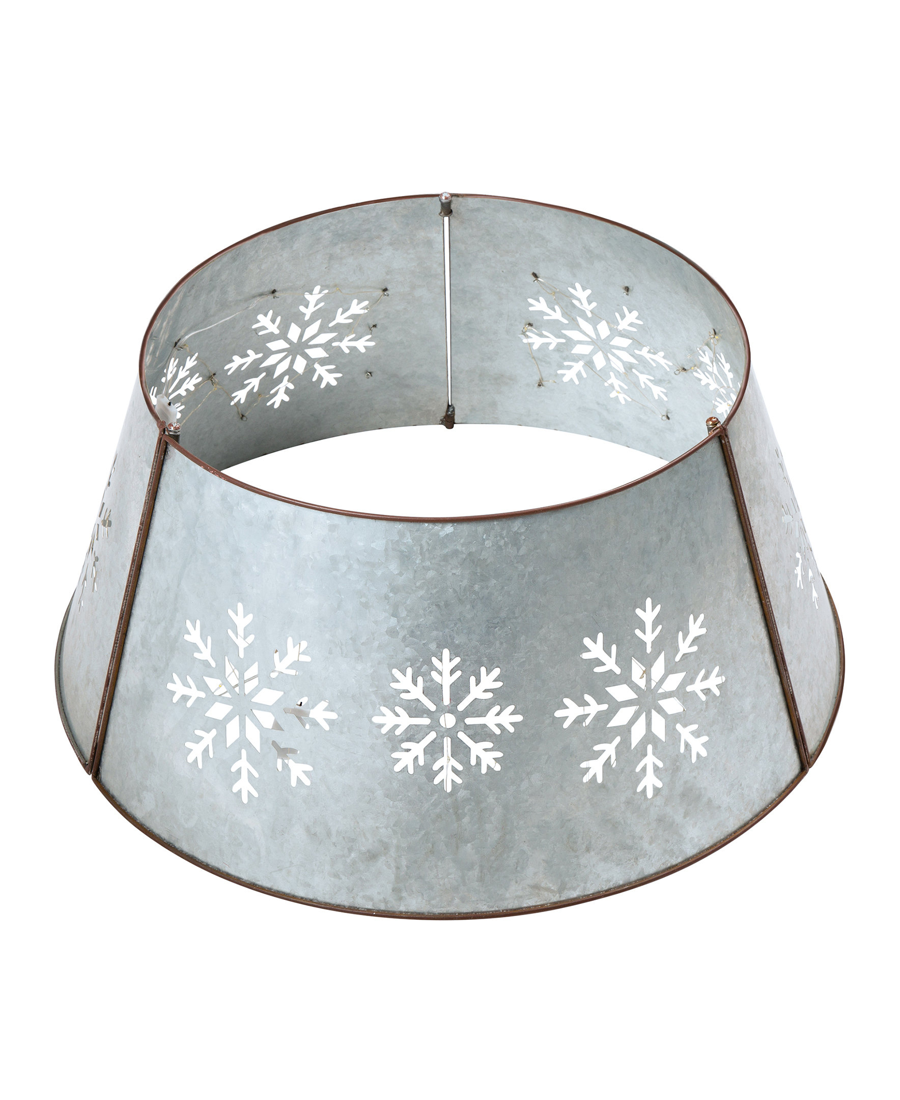 Steelside™ Terence Galvanized Diecut Metal Tree Collar with Lights ...