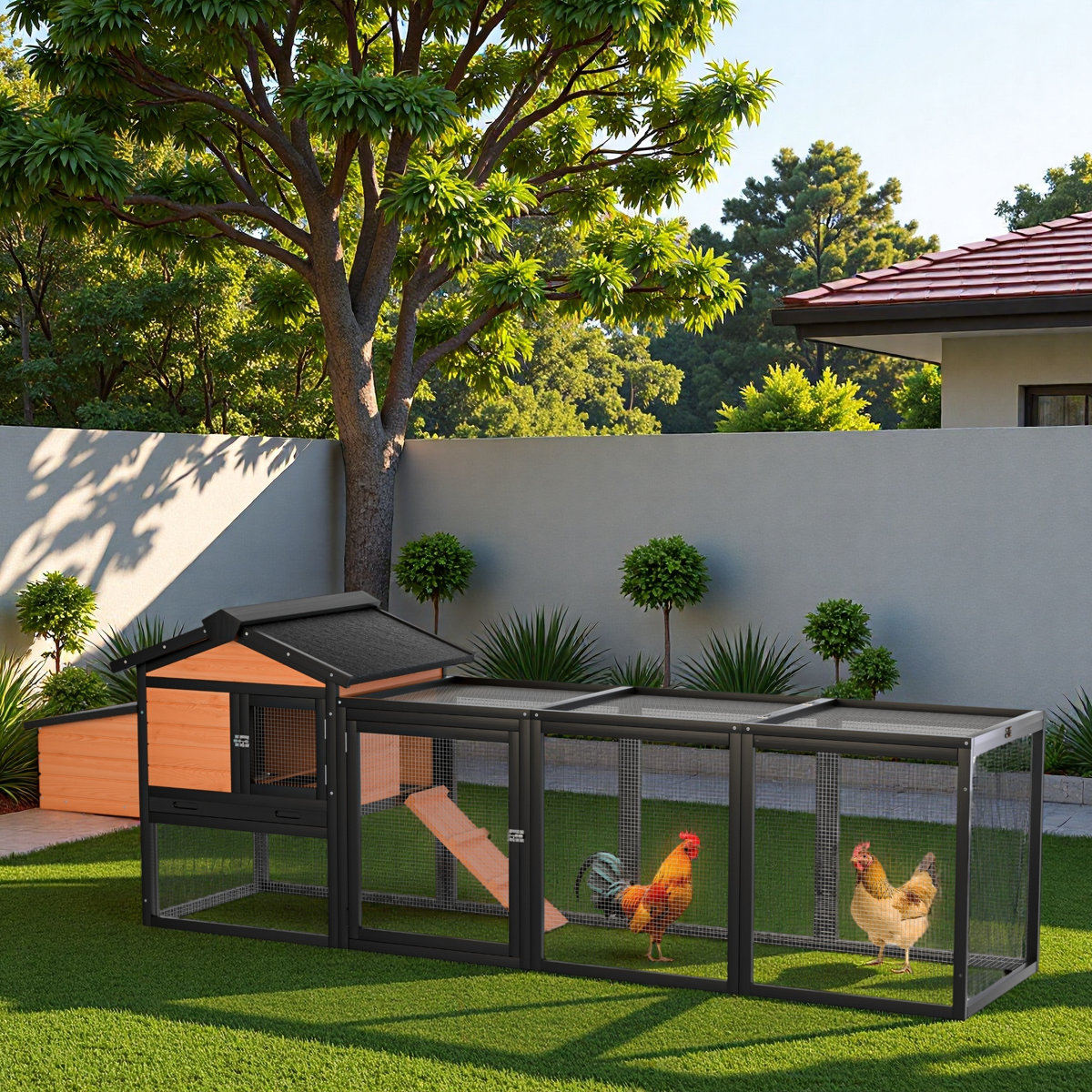 Ophelia & Co. Wooden Chicken Coop With Nesting Box, Built-in Slide-out ...