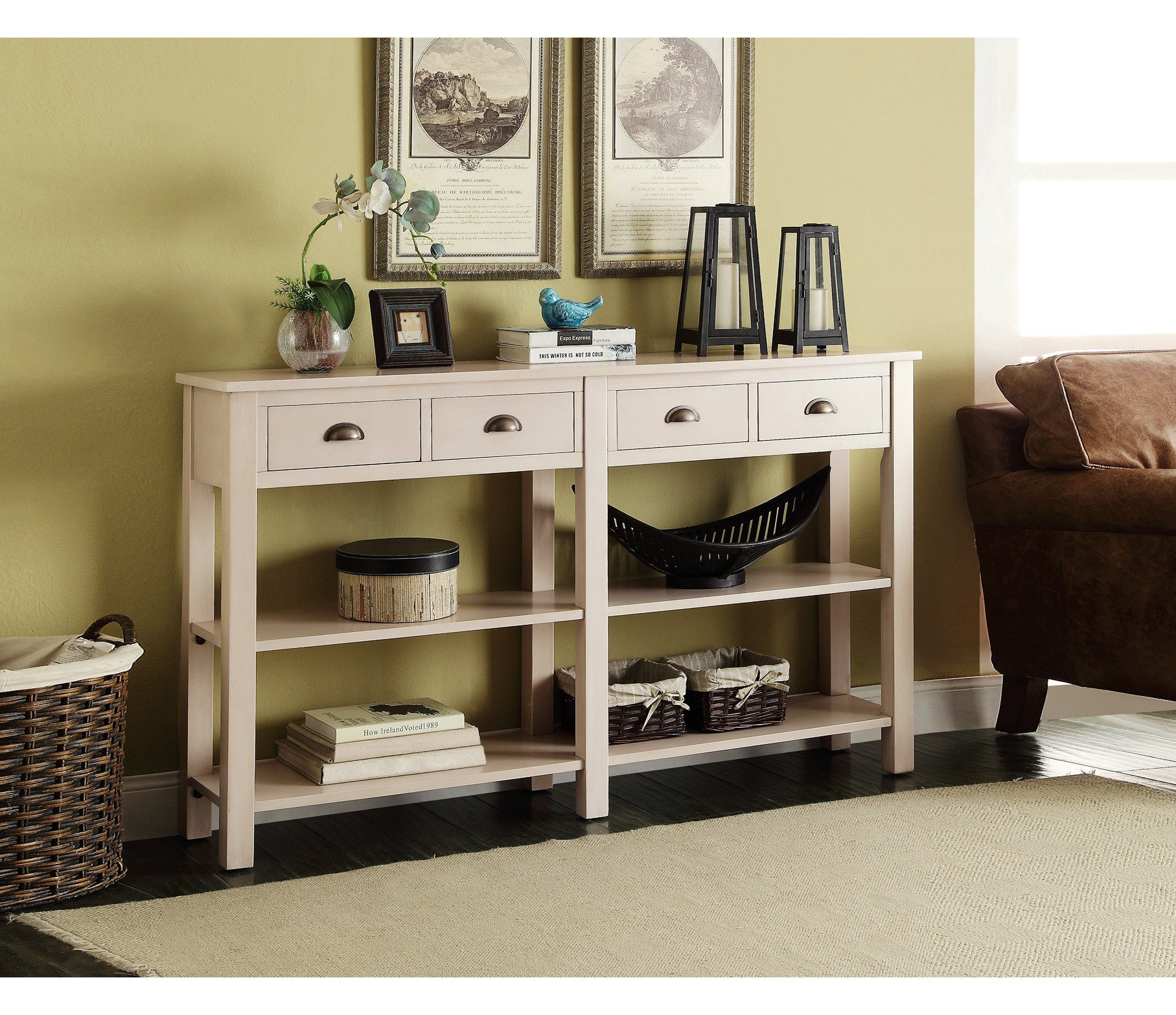 Lark Manor™ Rectangular Storage Console Table With 4 Drawer And 4 Open ...