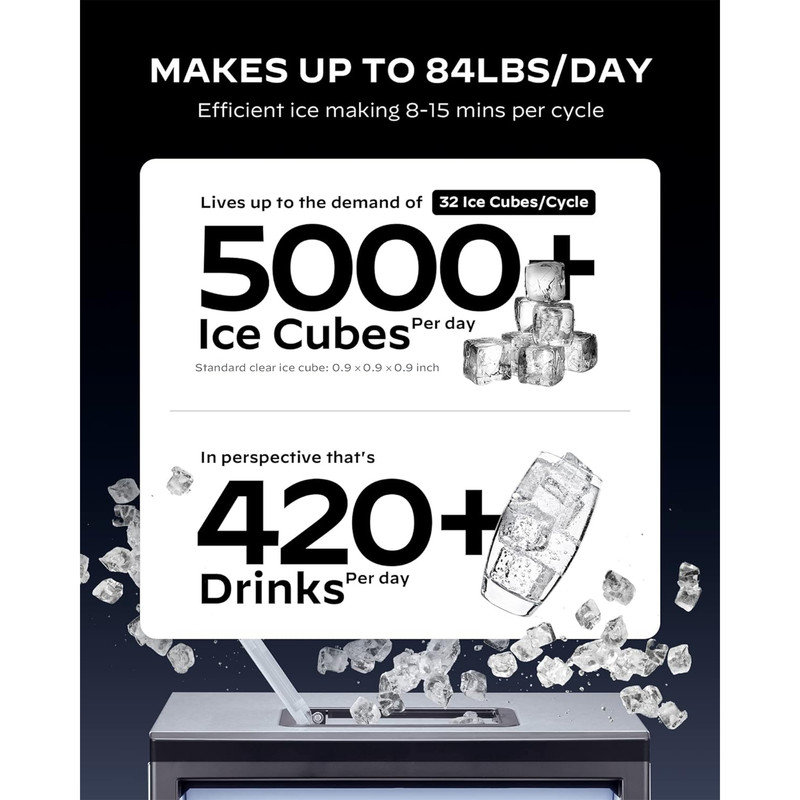 HIGEMZ 84 Lb. Daily Production Square Ice Portable Ice Maker | Wayfair