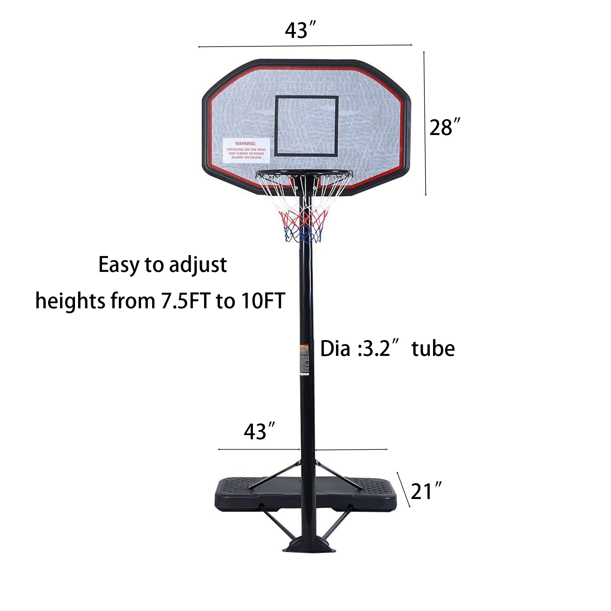 Tonwin Height Adjustable Portable In-Ground Basketball Hoop | Wayfair